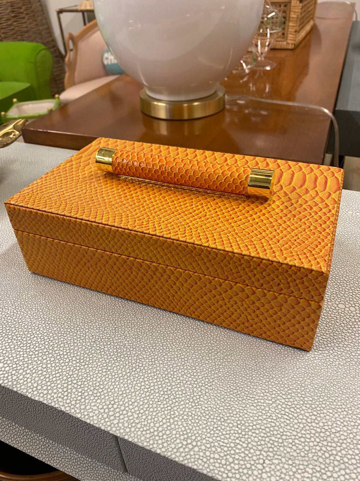 Orange Faux Python Box Sml – One of a Find Charleston